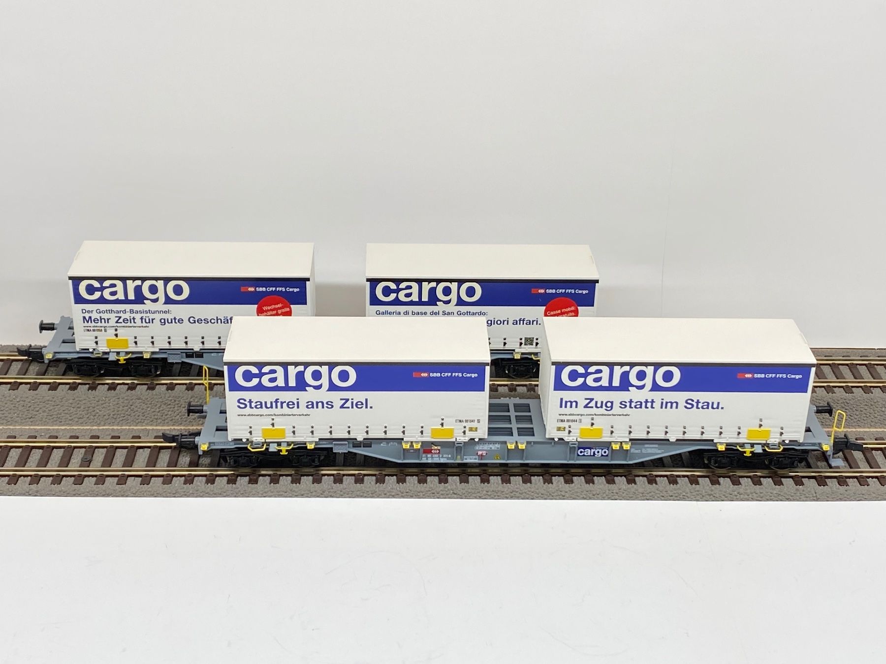 2 x Roco (H0 GS) CH-SBBC Container-Tragwagen „cargo domino“ (Gebraucht ...