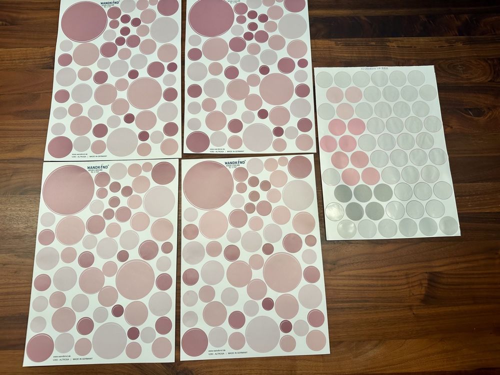 Wandkind Wandsticker Punkte rosa/grau, 5 Bögen, Neuwertig (Neu und ...