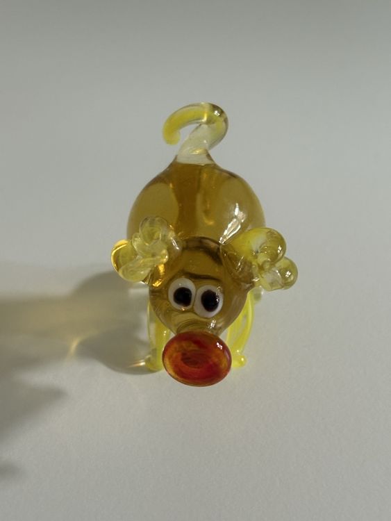 Glasschwein Glasfigur Glastier gelb 5 cm (Neu (gemäss Beschreibung)) in ...