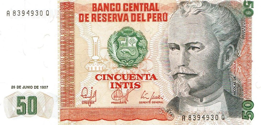 Peru 50 Intis 1987 P-131 UNZ Serie A Nr3 | Kaufen auf Ricardo