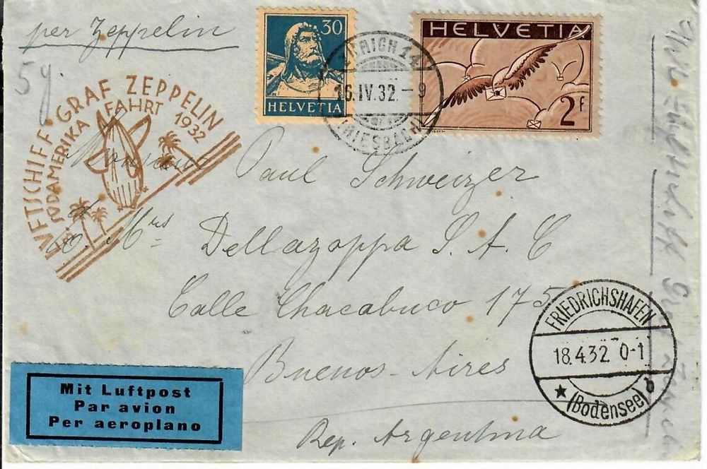 Flugpost mit Zeppelin 1932 (Gebraucht) in Hochdorf für CHF 80 – mit Lieferung auf Ricardo kaufen