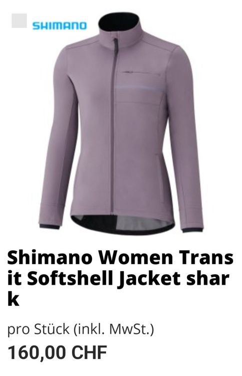 NEU SHIMANO Transit Softshell Velojacke shark Damen L-XL | Kaufen auf Ricardo