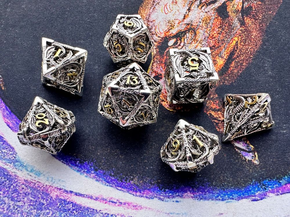 dnd würfel set Metall polyedrisch hollow dice "dragons rage" (Neu und ...