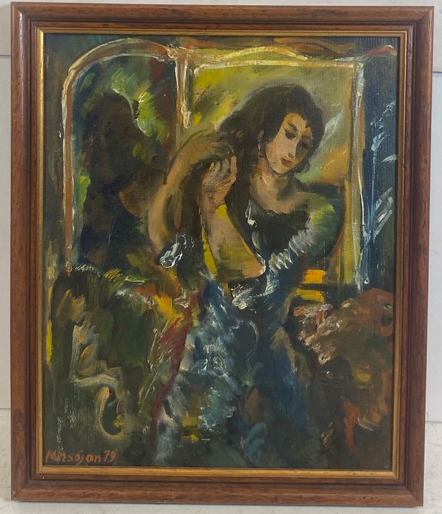 70. er. Jahre Gemälde mit eine Dame Unleserlich Signiert | Kaufen auf Ricardo