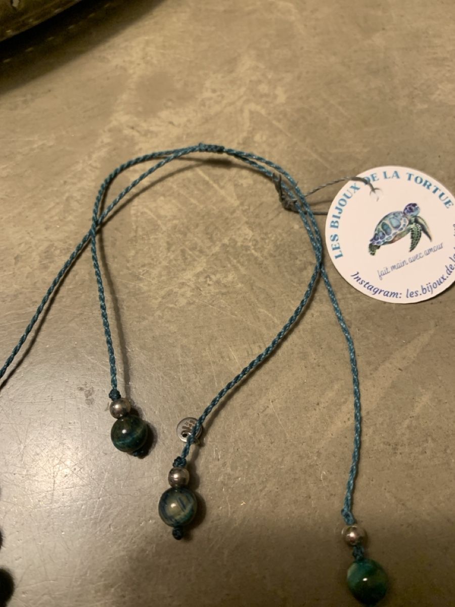 Collier en macramé, pendentif coeur, pierres naturelles (Neuf avec ...