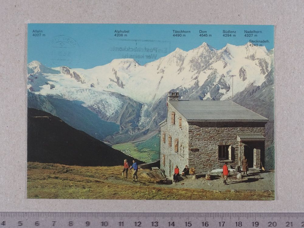 Saas-Fee, Weissmieshütte, 1989, belebt, Poststempel Visp (Gebraucht) in ...