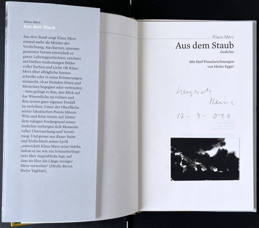 Originalbild Heinz Egger im Buch Klaus Merz: Aus dem Staub (Gebraucht ...
