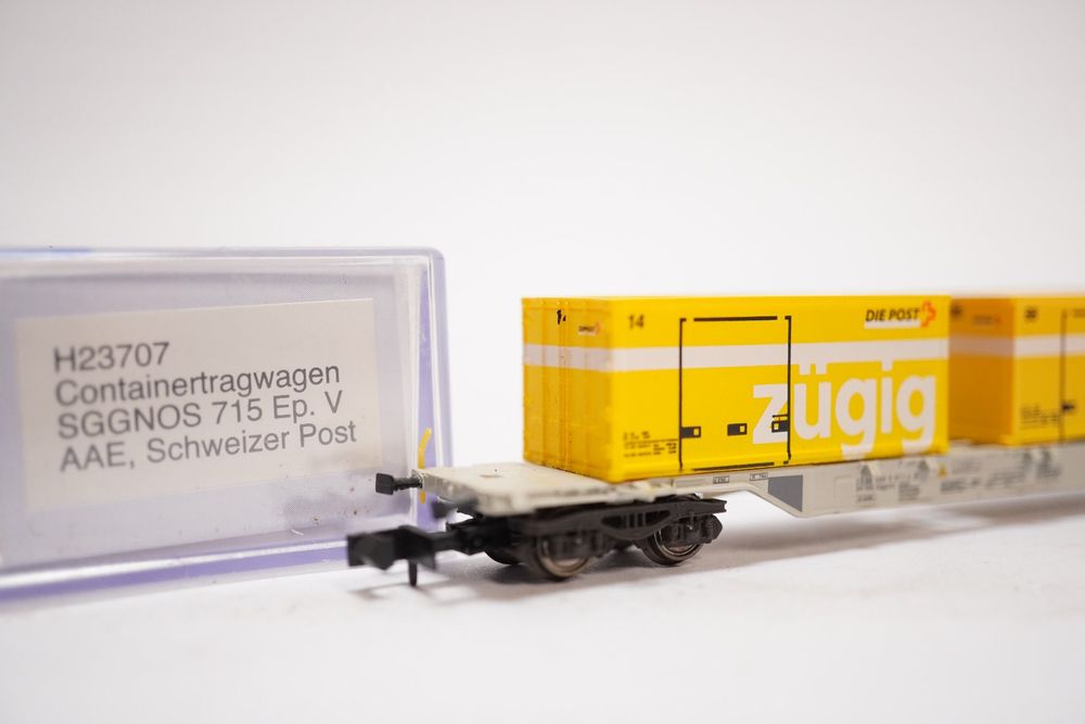 e32 Hobbytrain 23707 SBB Containerwagen SGGNOS 715 SwissPost (Gebraucht ...