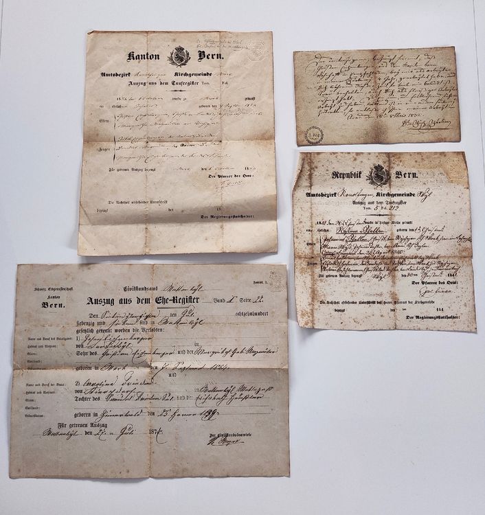 Alte Dokumente Bern 1830-1870 (Gebraucht) in Lenzburg für CHF 4 – mit Lieferung auf Ricardo kaufen