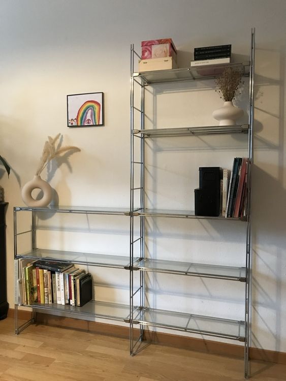 Regalsystem Chrom mit Glastablaren (ZILO von Interio) | Kaufen auf Ricardo