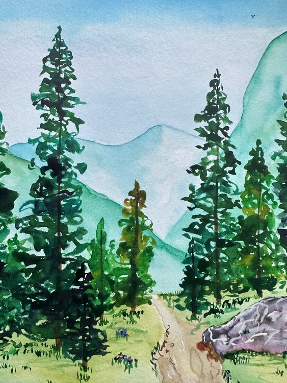 Aquarell Gemälde Wald in Leukerbad (Neu (gemäss Beschreibung)) in Aarburg für CHF 90 – mit ...