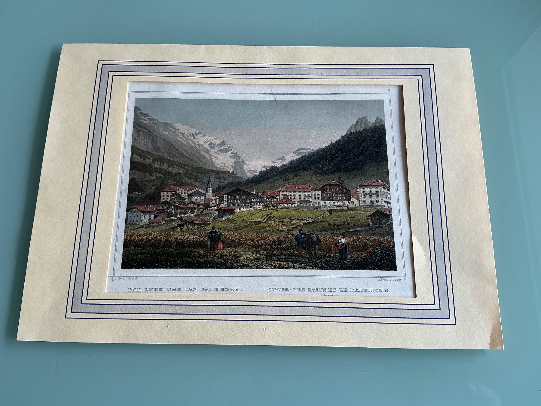 Alter Stahlstich Bad Leuk und das Balmhorn (Gebraucht) in Crans-Montana ...