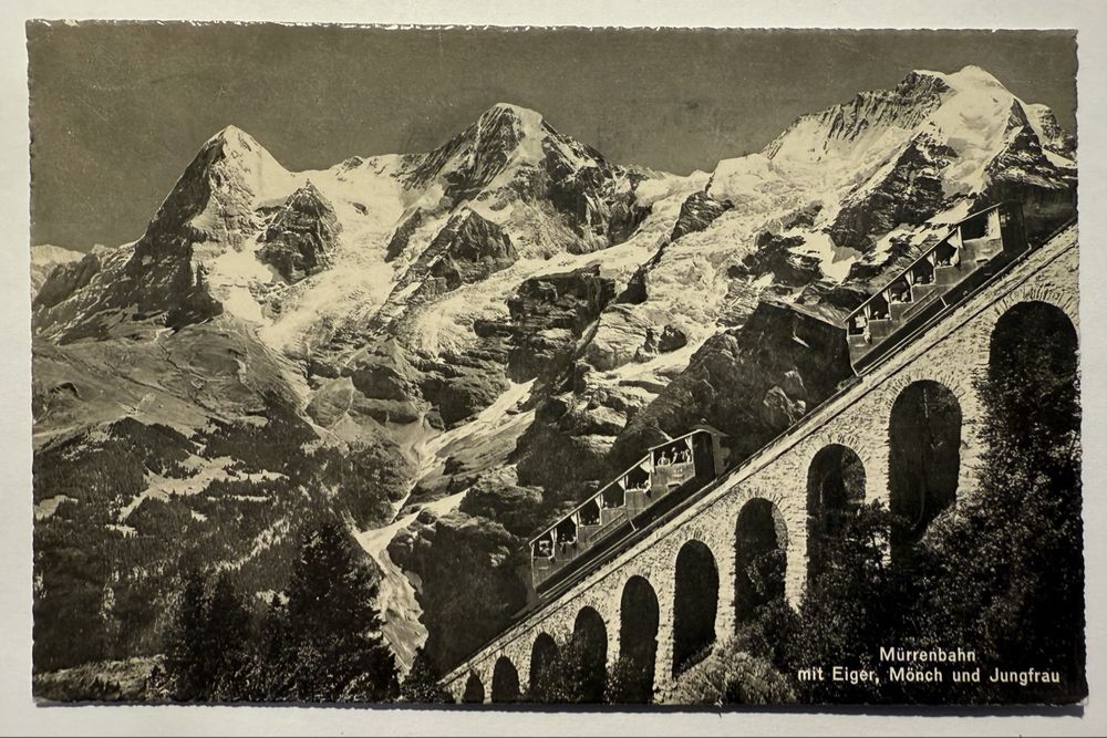 Alte Ansichtskarte Mürrenbahn mit Eiger, Mönch, Jungfrau (Gebraucht) in ...
