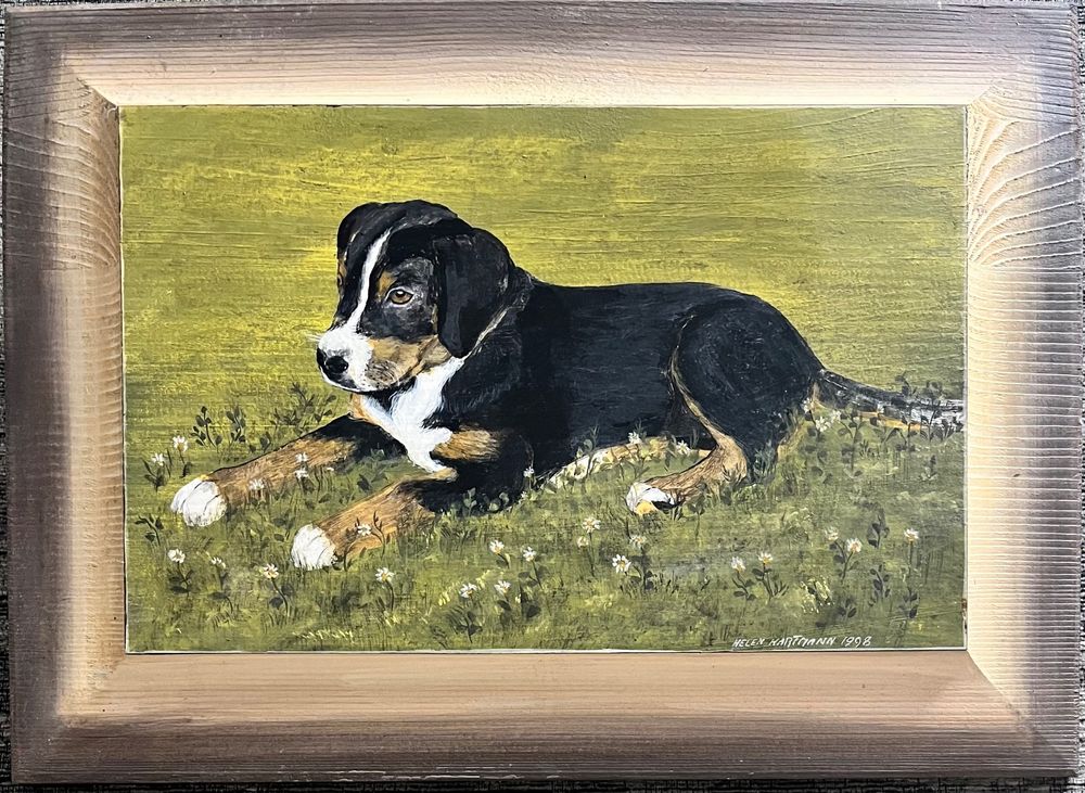 Helen Hartmann (XX) Gemälde von eine Liegende Hund im Gras (Gebraucht ...