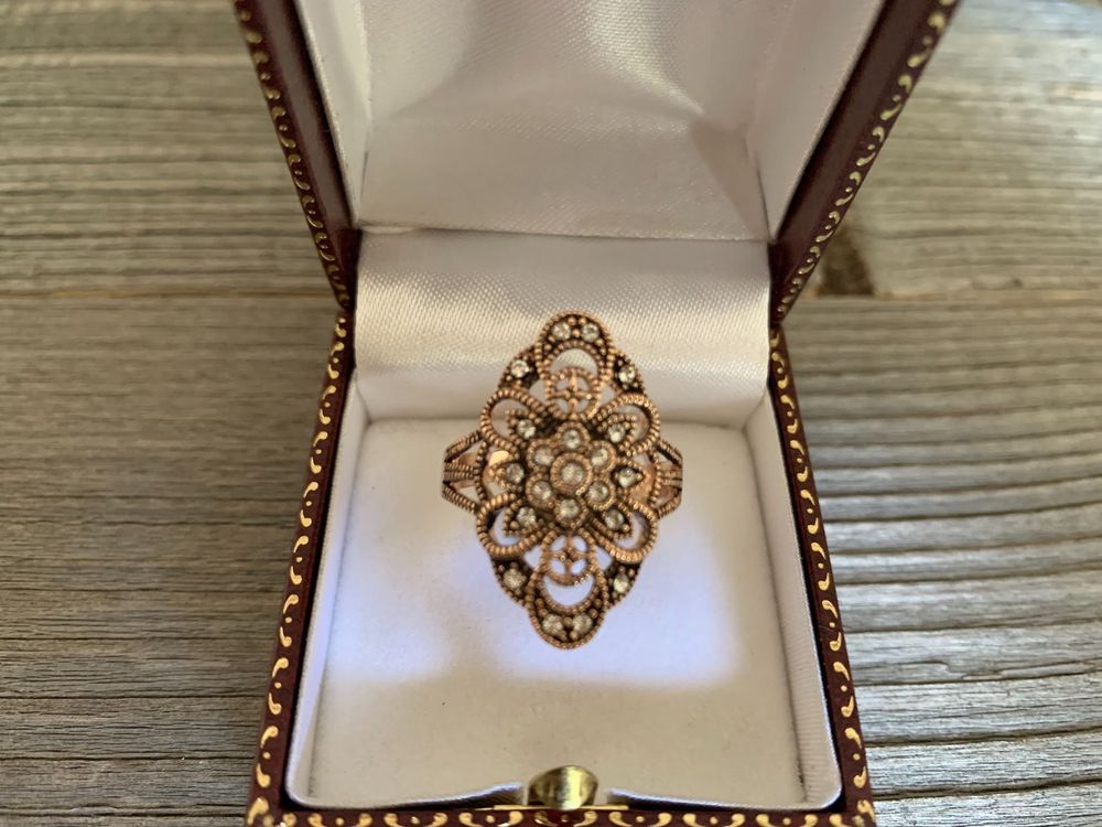 Ring filigran Silber rotgold vergoldet länglich mit Simili's | Kaufen ...