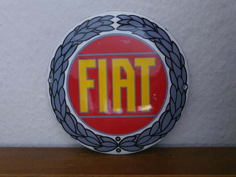 Emailschild Fiat Logo Italy Emaille Schild Reklame Retro | Kaufen auf ...