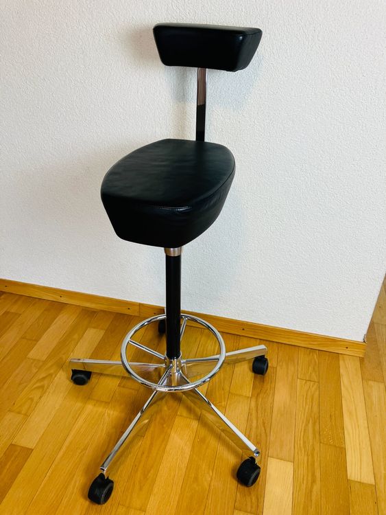 Vitra George Nelson Perch Stool / Drehhocker Leder schwarz (Gebraucht ...