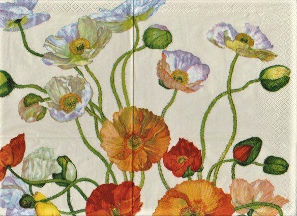 2 Servietten Mohnblumen mit Knospen (Neu (gemäss Beschreibung)) in Basel für CHF 0.6 – mit ...