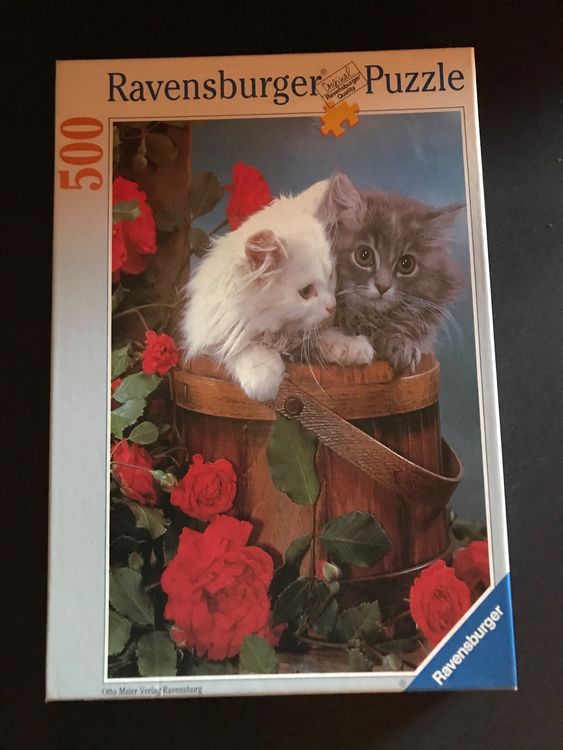 Puzzle 500 Teile KÄTZCHEN MIT ROSEN Katzenbild OVP Geschenk (Neu und ...