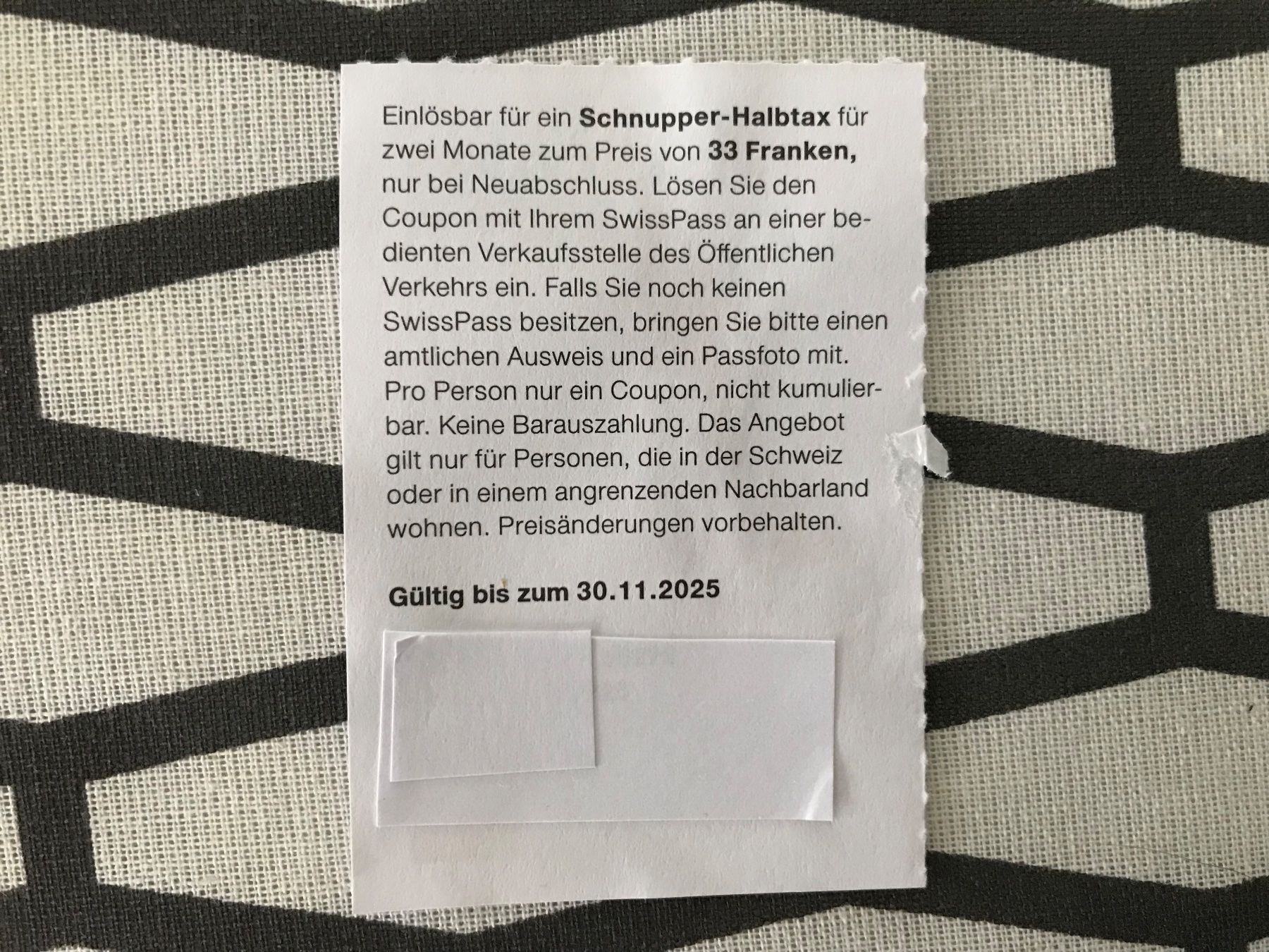 SBB Schnupper-Halbtax für 2 Monate, einlösbar bis 30.11.25 (Neu und ...