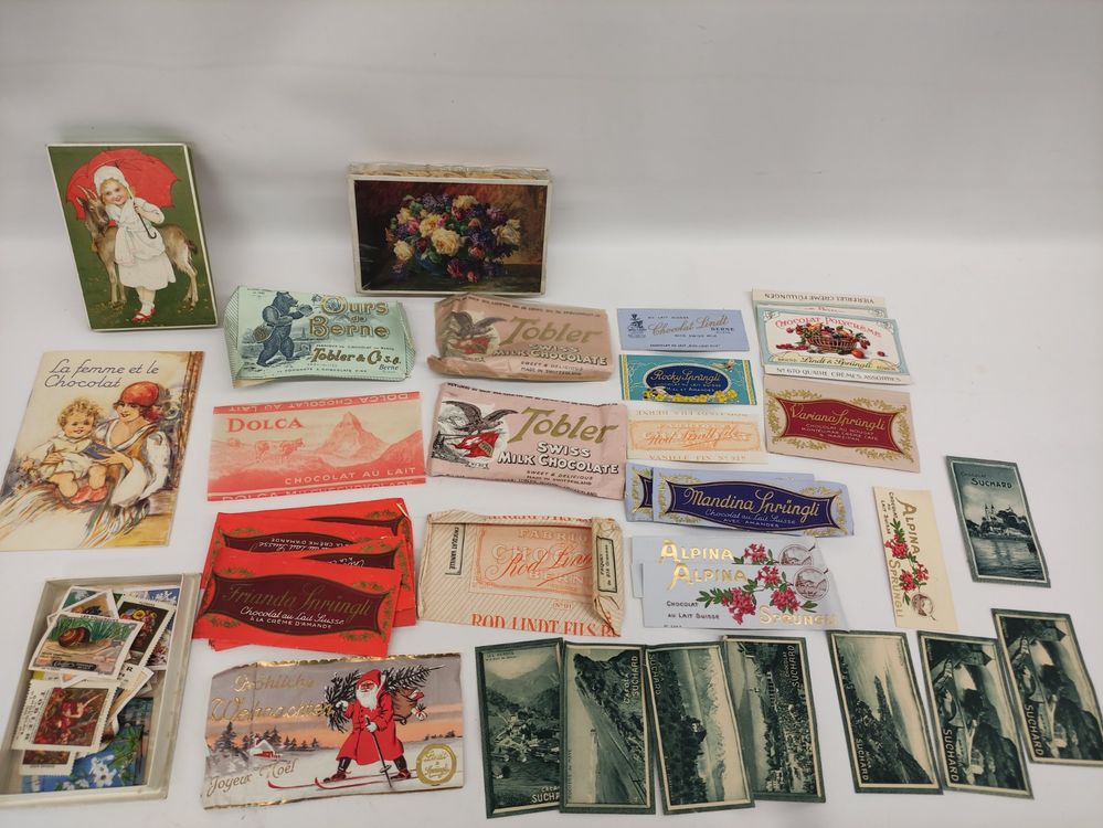 Alte Chocolade Etikette Bilder Lindt Sprüngli Tobler Suchard | Kaufen ...