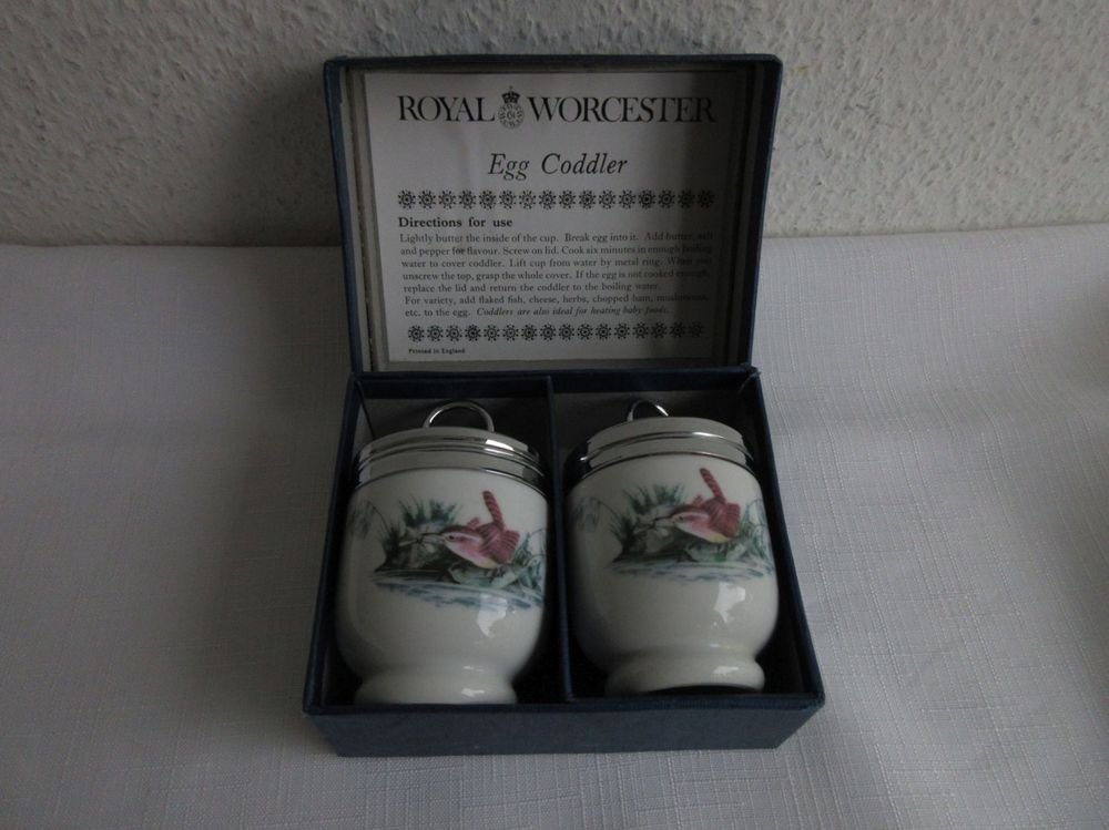 2x Egg Coddler Royal Worcester für 1 Ei, Motiv Birds (Gebraucht) in ...