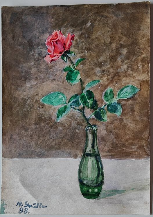 Hans Grütter, Olten Stilleben «Rose in Glasflasche» um 1988 | Kaufen ...