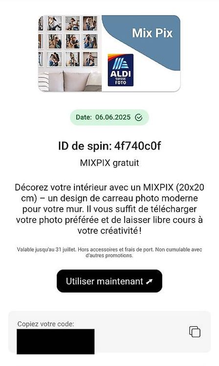 Bon MIPIX Aldi (D'occasion) à Nyon pour CHF 10 – retrait uniquement ...