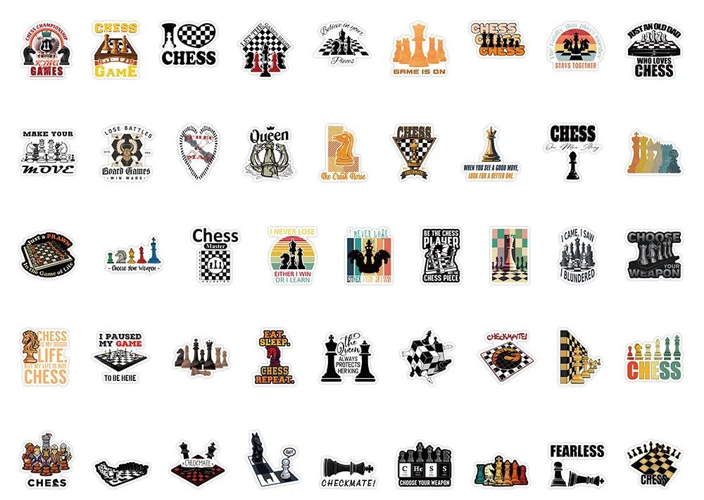 Schach Chess Brettspiel König Dame Bauer 50 tlg Stickerset (Neu und ...