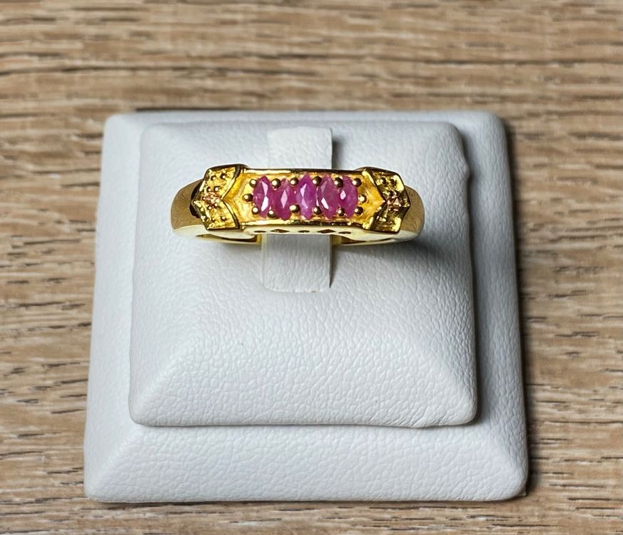 natürlicher Siam Rubin Ring 💎 Silber 925 vergoldet S249 (Neu und ...