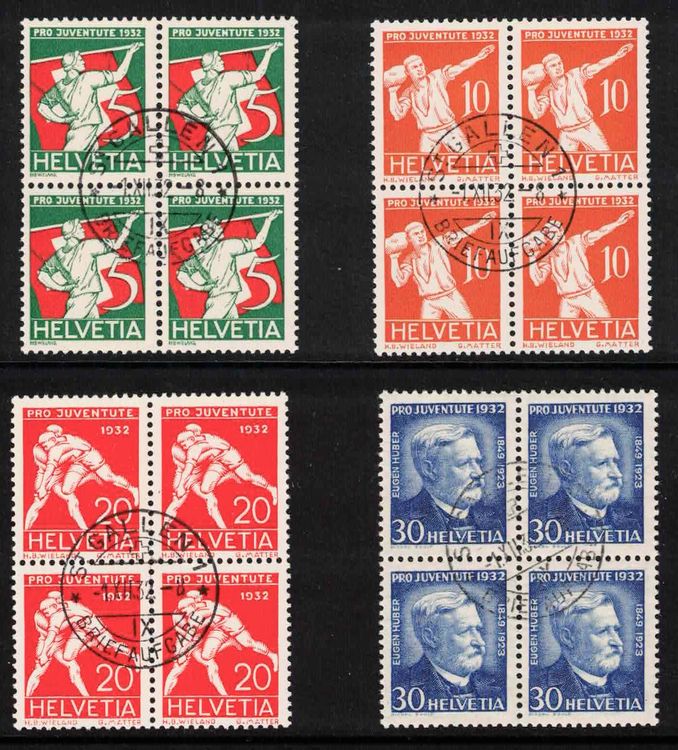 Pro Juventute 1932 Serie im 4er-Block mit ET-ʘ "1.XII.32" (Neu (gemäss Beschreibung)) in Nuglar ...