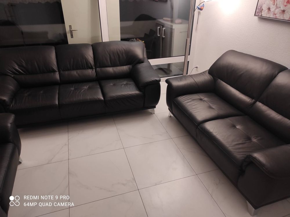 Ledersofa set 3er 2er und Sessel Echtleder schwarz top Zusta (Gebraucht) in Oftringen für CHF ...