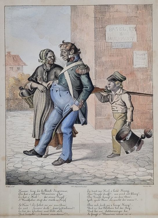 Hieronymus Hess: Seltene Karikatur Spalentor Basel ca. 1840 (Gebraucht) in Basel für CHF 69 ...