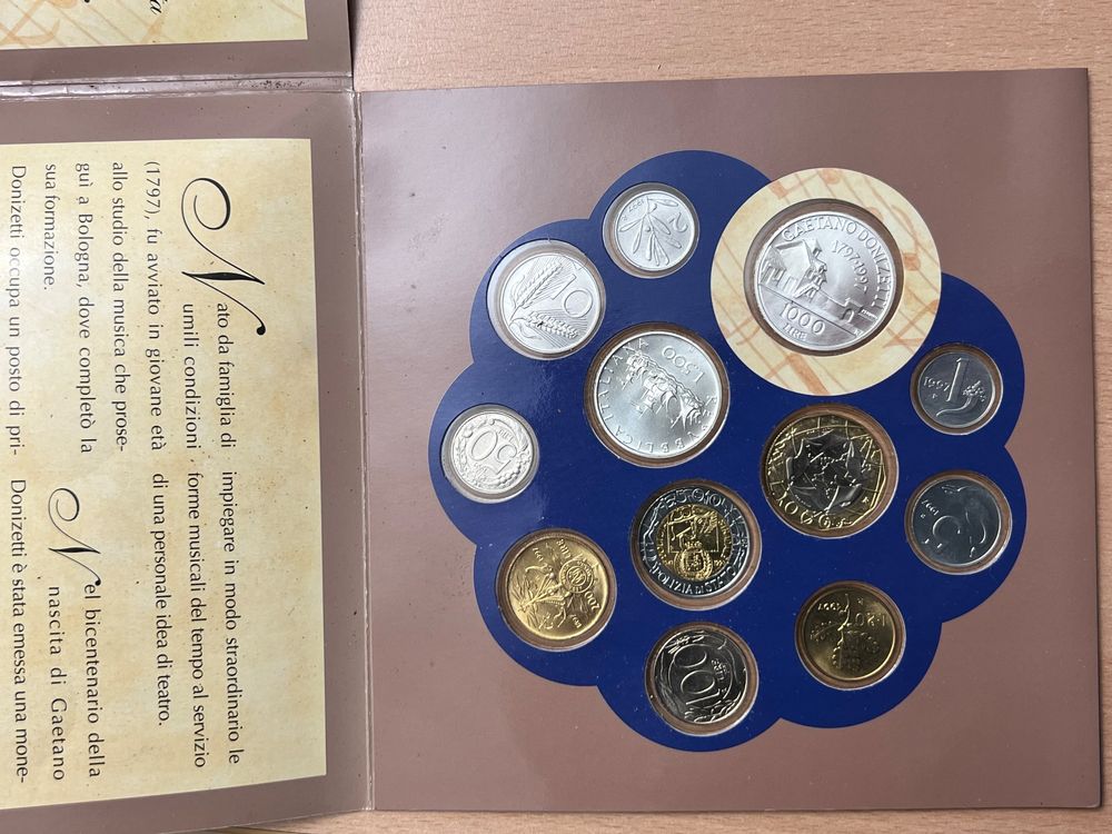 Italien KMS 1997 – 12 Lire-Münzen inkl. 2 Silber 500 & 1000 (Gebraucht ...