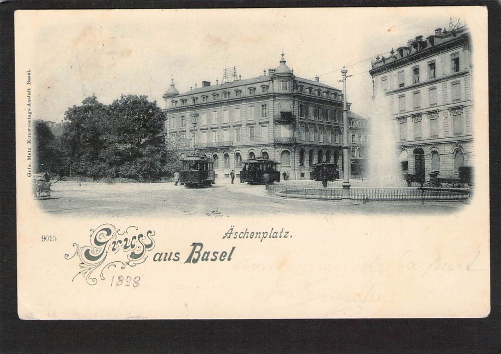 .Gruss aus Basel , Äschenplatz , Tram , gel. 1898 | Kaufen auf Ricardo
