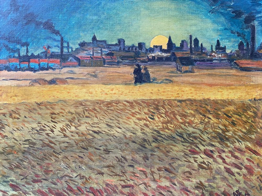 Einzigartiges Ölgemälde Weizenfeld, Sonnenuntergang | Kaufen auf Ricardo