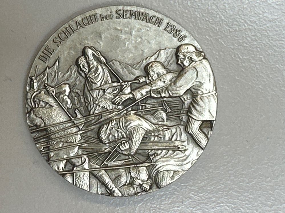 Medaille Silber 900 17,87g 1.August-Taler 1987 Die Schlacht (Neu (gemäss Beschreibung)) in ...