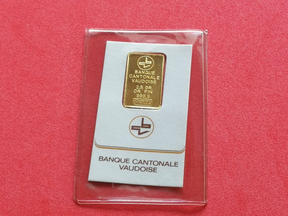 Goldbarren - Banque Cant. Vaudoise - 2.5 Gramm in OVP (Gebraucht) in ...