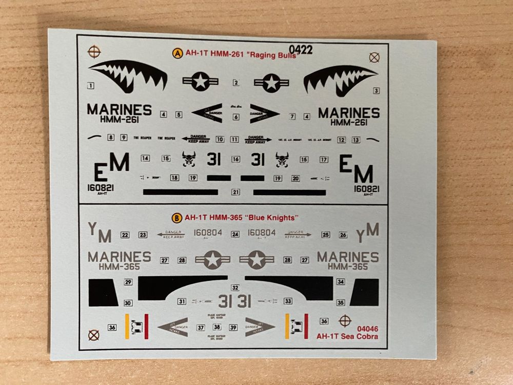 Ausschuss Decals - AH-1T Sea Cobra von Airfix | Kaufen auf Ricardo