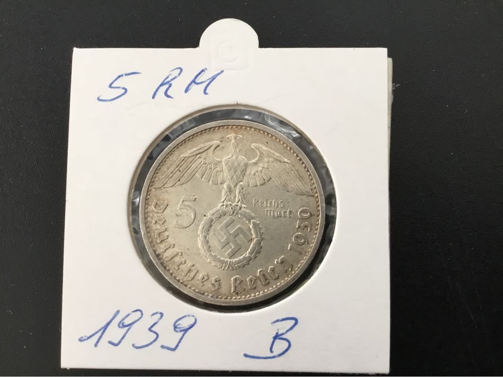5 Reichsmark 1939 B. Ungereinigt Seltener VZ ++ (Gebraucht) in St. Margrethen SG für CHF 38 ...