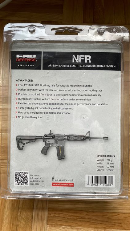 FAB Defense Picatinny AR15 M4 NFR-RS Handguard / Handschutz | Kaufen ...