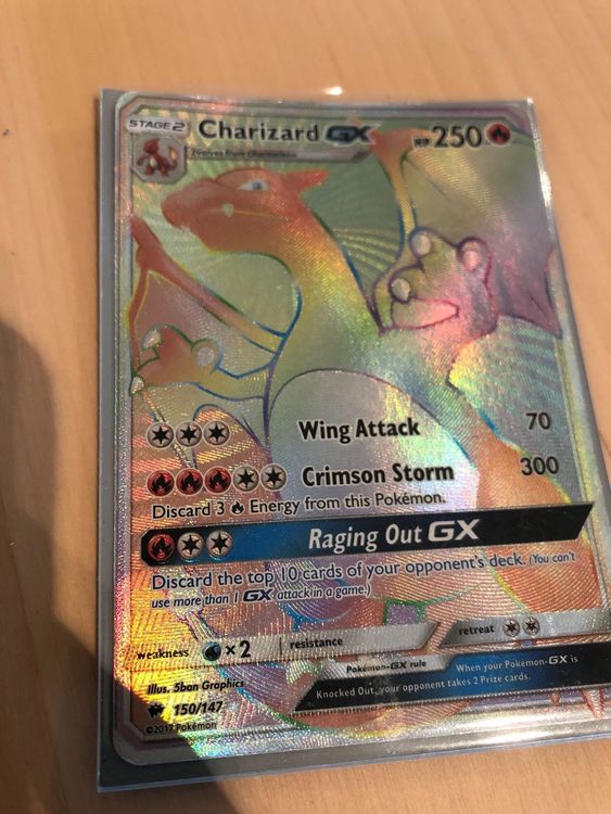 Charizard GX Rainbow 150/147,Glurak GX Rainbow Pokemon Karte (D ...