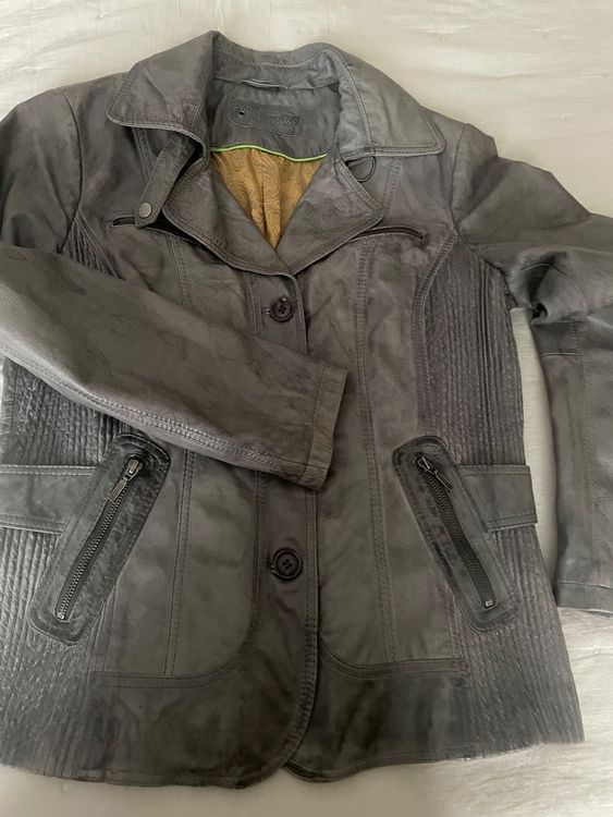 Graue Übergangs-Lederjacke, Grösse M - Top Zustand! (Gebraucht) in visp ...