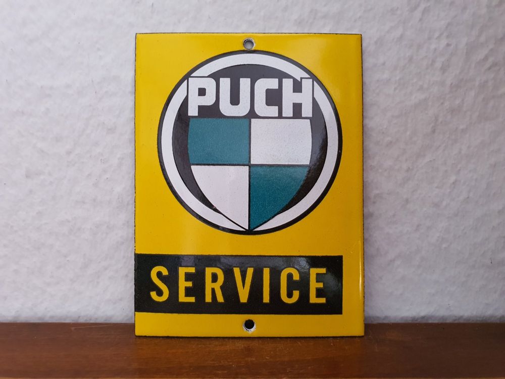Emailschild Puch Service Logo Emaille Schild Reklame Retro (Neu (gemäss ...