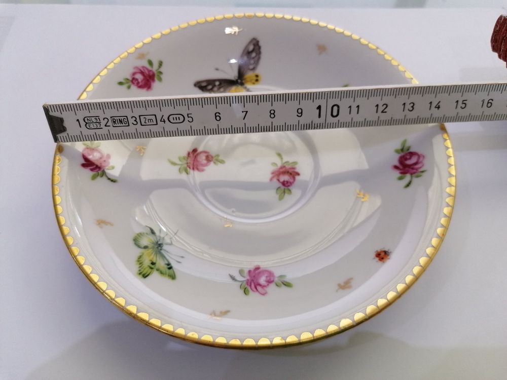 Teller Langenthal Rosen und Schmetterlinge mit Goldrand (Neu (gemäss ...