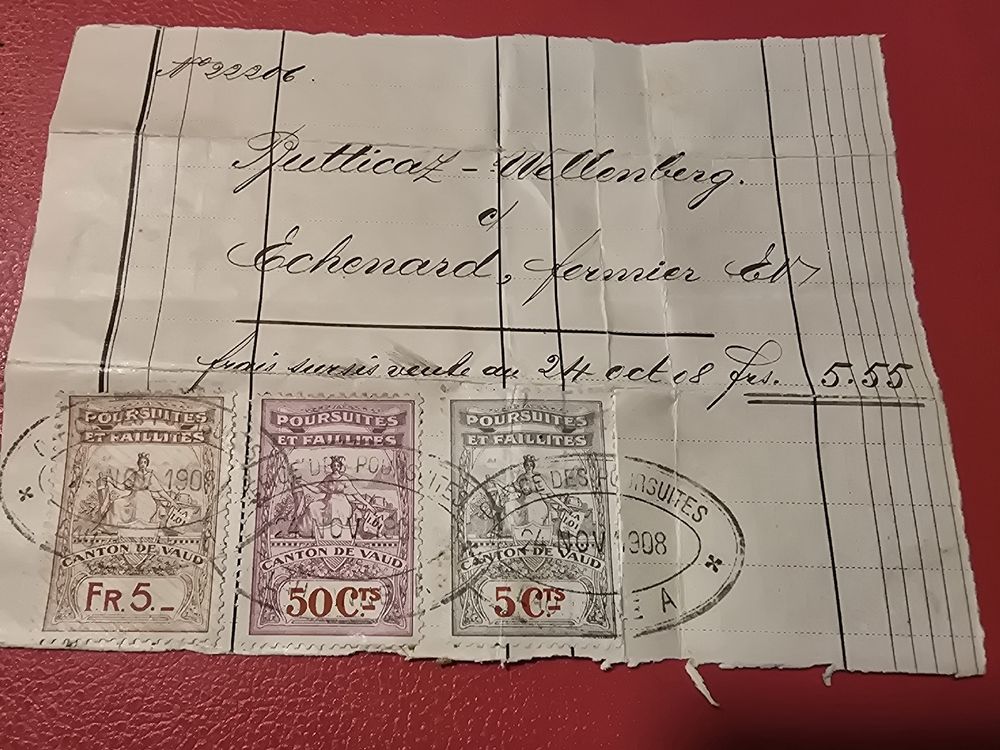 Alte Briefmarken Kanton Waadt, 1908, auf alter Rechnung! (Gebraucht) in ...