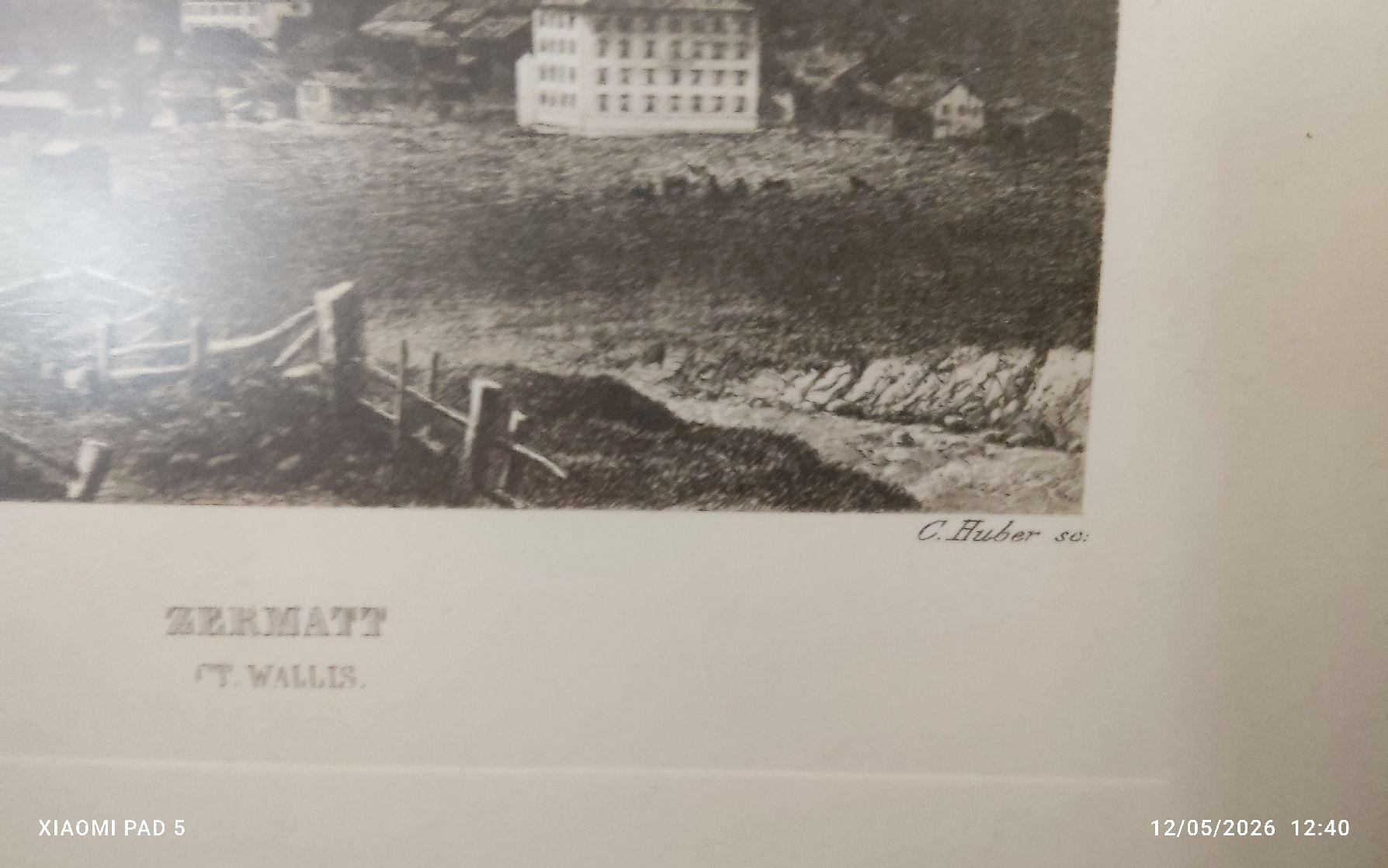 Gravure Zermatt-Mont Cervin, Huber sc., cadre bois, vintage (D'occasion ...