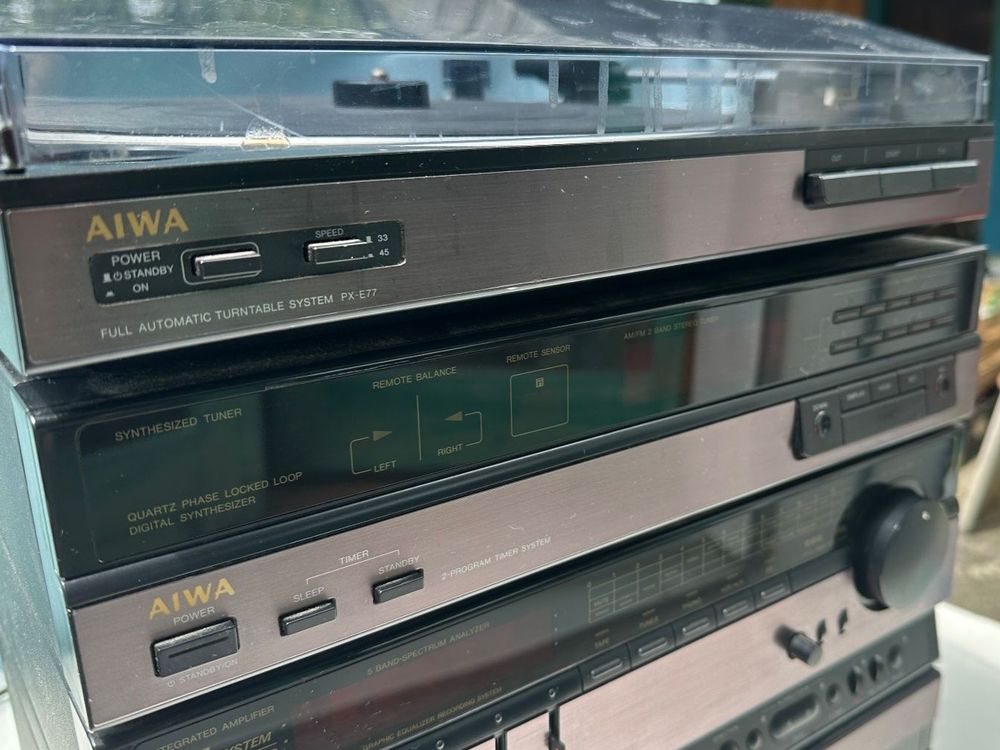 AIWA CX-77 Turm inkl Plattenspieler und 4 Lautsprecher (Gebraucht) in Bonstetten für CHF 1 – nur ...
