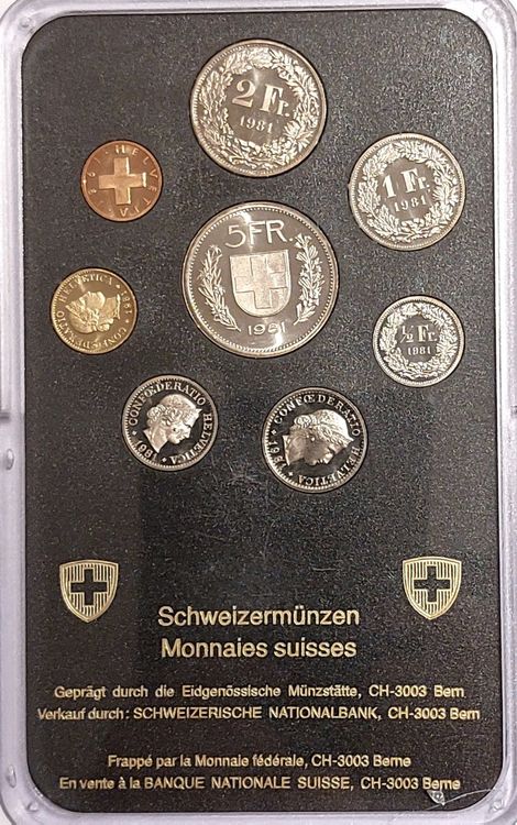 Münzsatz Schweiz 1981 stgl (Neu und originalverpackt) in Arch für CHF 30 – mit Lieferung auf ...