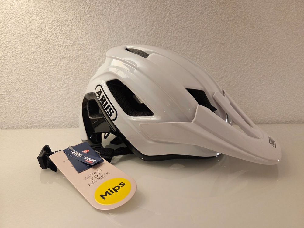Abus CliffHanger MIPS Unisex, shiny white Gr. L 57cm - 61cm (Neu und ...